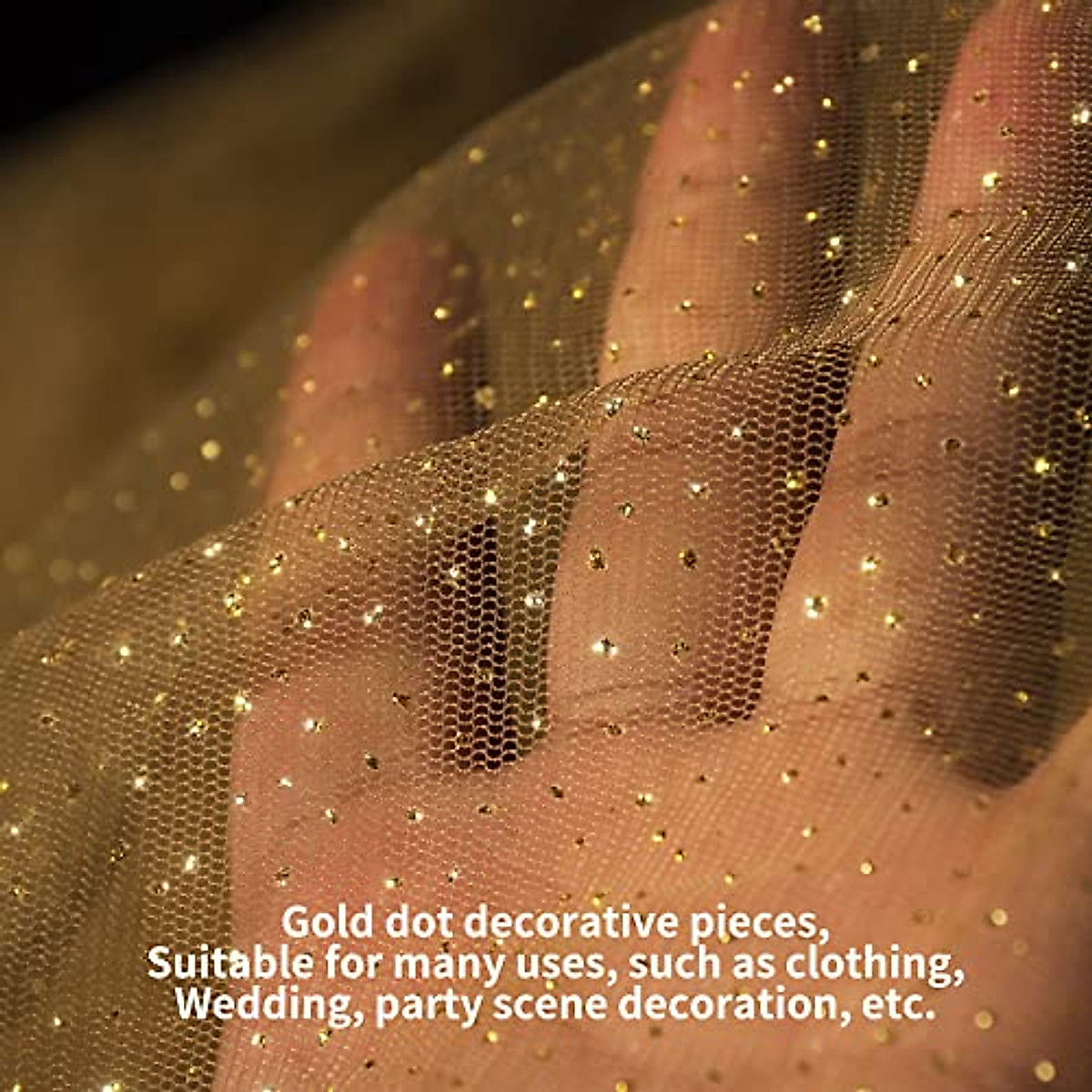 SHAYUAN 60" x 8 Yards Glitter Tulle Fabric Rolls for Bridal Veil Tutu Skirts Tulle Bolt Ribbons DIY Sewing Crafts Wedding Arch Bridal Showers Decoration Photography - Gold