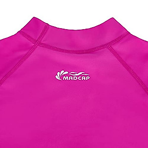 MADCAP Girls Rash Guard Long Sleeve Swimwear Swim Surf Shirt Top UV Sun Protection for Toddler and Teen Girls 4-16 Years Old (Dark Pink, X-Large / 16)