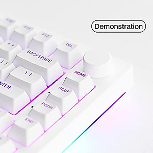 Akko Keycaps Top Printed Shine-Through with ASA Profile, White Keycaps PBT Double-Shot Keycaps for Mechanical Keyboards