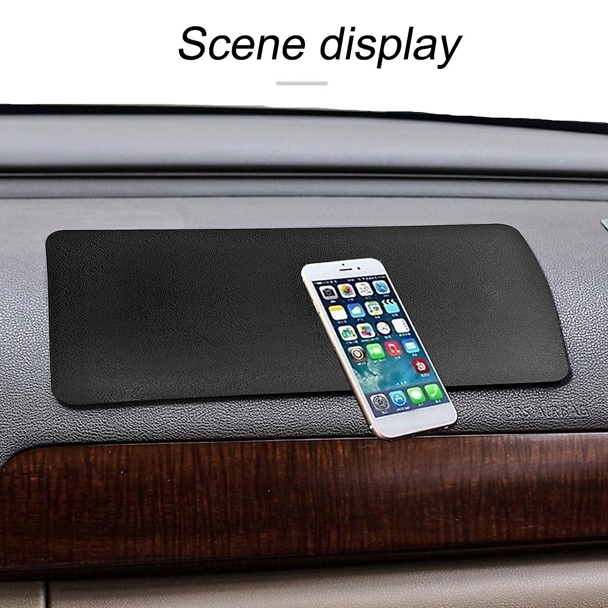 hill froeistung 2pack Sticky Upgraded Anti-Slip mat - Non-Slip Rubber, 10.6 X 5.9 Inches - Universal Car Dashboard Sticky Mat for Phone, Sunglasses, Keys - Black/Leather Pattern - 27 * 15cm