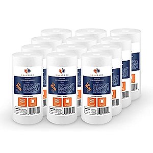 Aquaboon 12-Pack of 1 Micron 10" x 4.5" Sediment Water Filter Replacement Cartridge | Whole House Sediment Filtration | Compatible with W15-PR, HD-950, WFHD13001B, GXWH35F, GXWH30C, HF45-10BLBK10PR