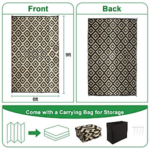 TwoPone Reversible Patio Rug,Outdoor Rug 6'X 9'for Patios Clearance,Plastic Straw Rug,Boho Outdoor Carpet Camping Mats Rv Rugs for Patio,Backyard,Deck,Picnic,Beach,Lawn,Balcony,Porch,Camper