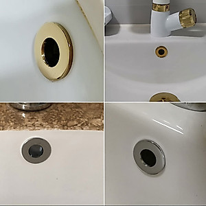 Nge Kitchen Bathroom Sink Basin Trim Overflow Cover Insert In Hole Oval Caps, Oval Tidy Insert Spares(6 Pcs,Silver), 2.16x.0.78x0.47
