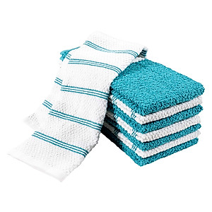 KAF Home Pantry Piedmont Terry Kitchen Towels | Set of 8, 16 x 26 inch, Absorbent Terry Cloth Dish Towels, Hand Towels, Tea Towels | Perfect for Kitchen Spills, Cooking, and Messes - Dark Gray