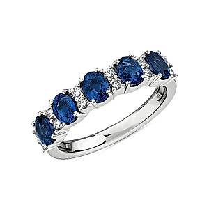 Jewelrygift 925 Sterling-Silver Solitaire Eternity Band Ring Created-Blue Sapphire Gtone Western Design Bridal Chakra Healing Wedding Jewelry for Women Ring US Ring Size : 12.5
