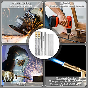 Zonon Soapstone Holder Soapstone Pencil Round Flat Aluminum Welding Tools Flat Soap Stone Markers with 12 Pieces Soapstone Refill White Clear Removable Markings on on Steel, Aluminum, and Cast