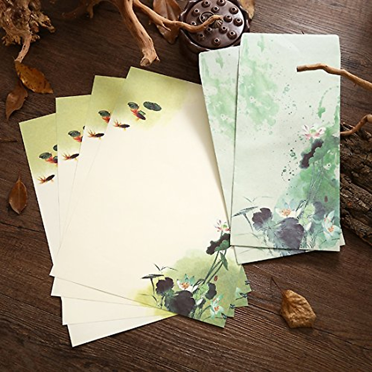 SCStyle 16 Cute Retro Envelopes 8.46 x 4.33 Inches 32 Lovely Kawaii Special Design Chinese Style Stationery Writing Letter Paper 10.2 x 7.3 Inches,Stationary Paper and Envelopes Set