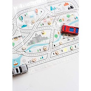 Disposable Placemats for Baby Toddlers Kids, Table Topper Disposable Placemats - Biodegradable BPA-Free Premium Super Sticky Stick-on Place Mats - Roadmap by Mini Explorers (60 Count)