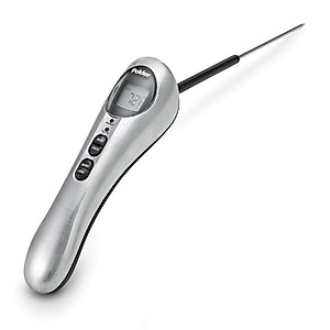 Polder Safe Serve Instant Read Thermometer, 10 Inch Probe, Built-in Torch Light, Grilling, Outdoor Meat Thermomter (Stainless)