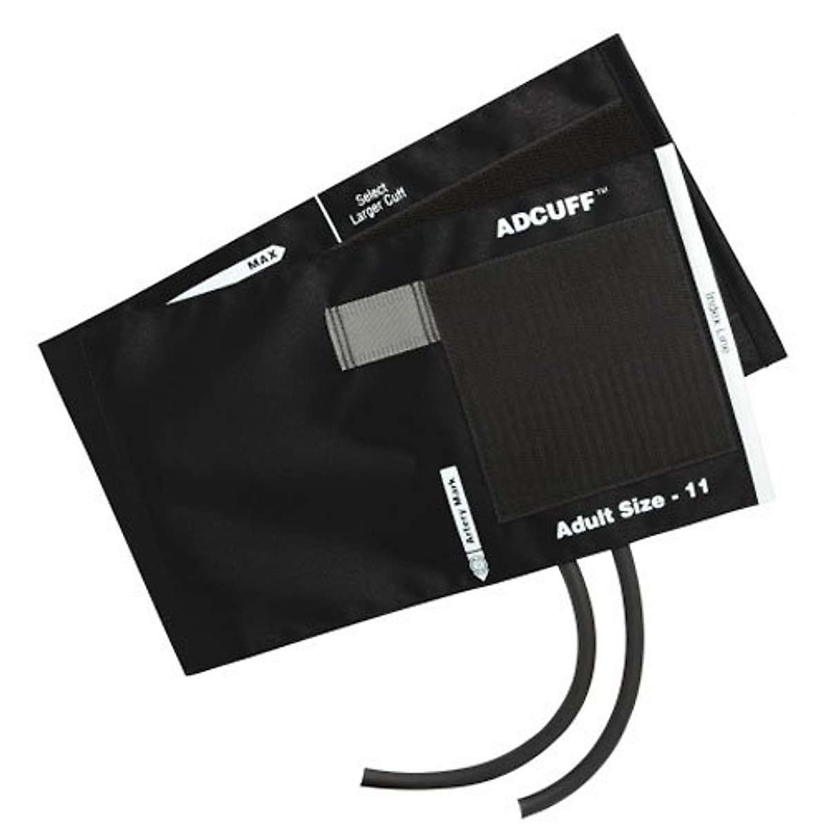 ADC 845-11ABK-2 Blood Pressure Cuff with 2 Tubes , Black BK, Adult, With 2 Tube