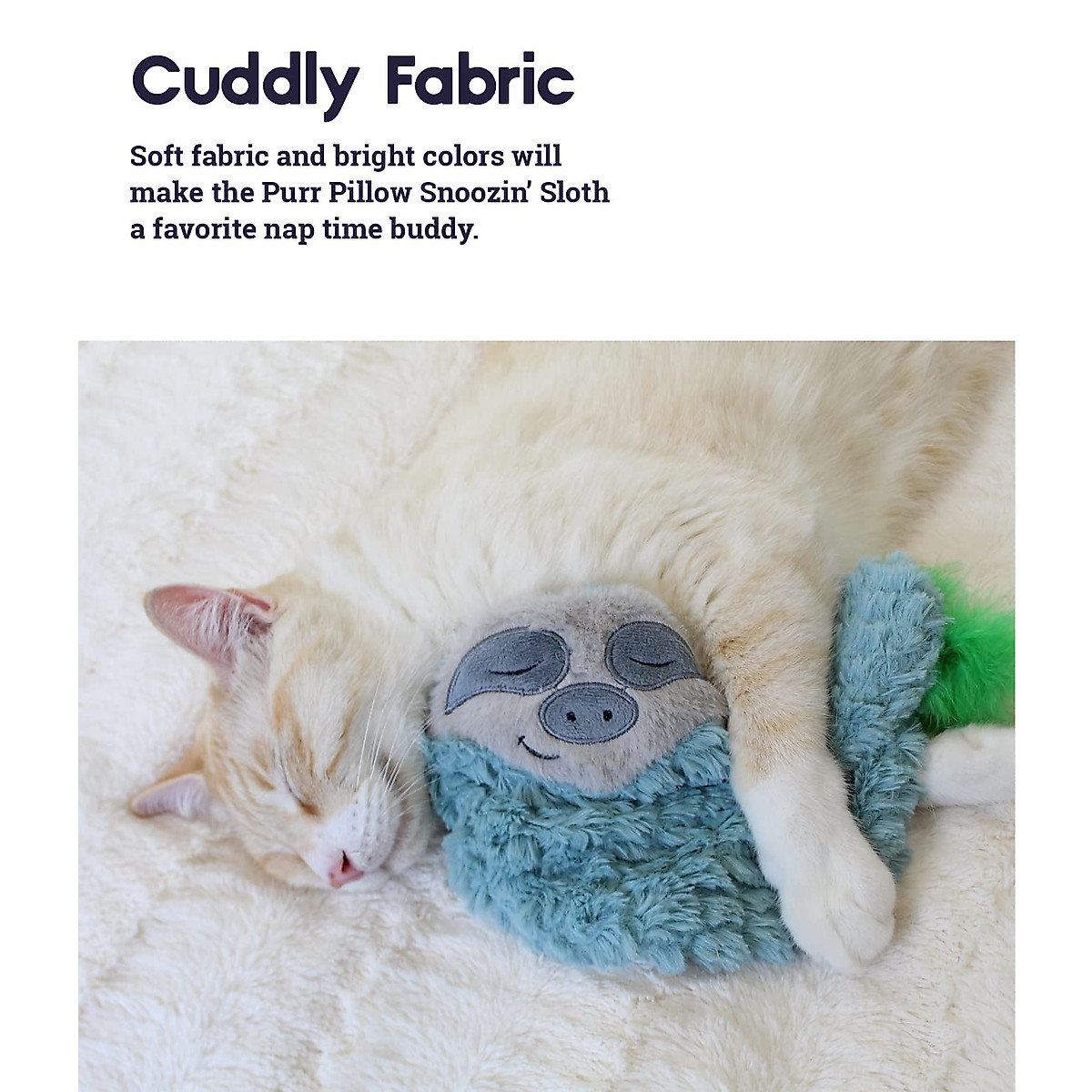 Petstages Purr Pillow Snoozin' Sloth Soothing Plush Cat Toy