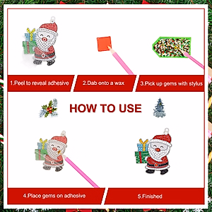 Nardoll Christmas Crafts for Kids - 12 Pieces Christmas Diamond Art Keychains - Make Your Own Diamond Art Christmas Ornaments Decor - 5D DIY Xmas Diamond GEM Arts and Crafts for Girls Ages 4-8 8-12