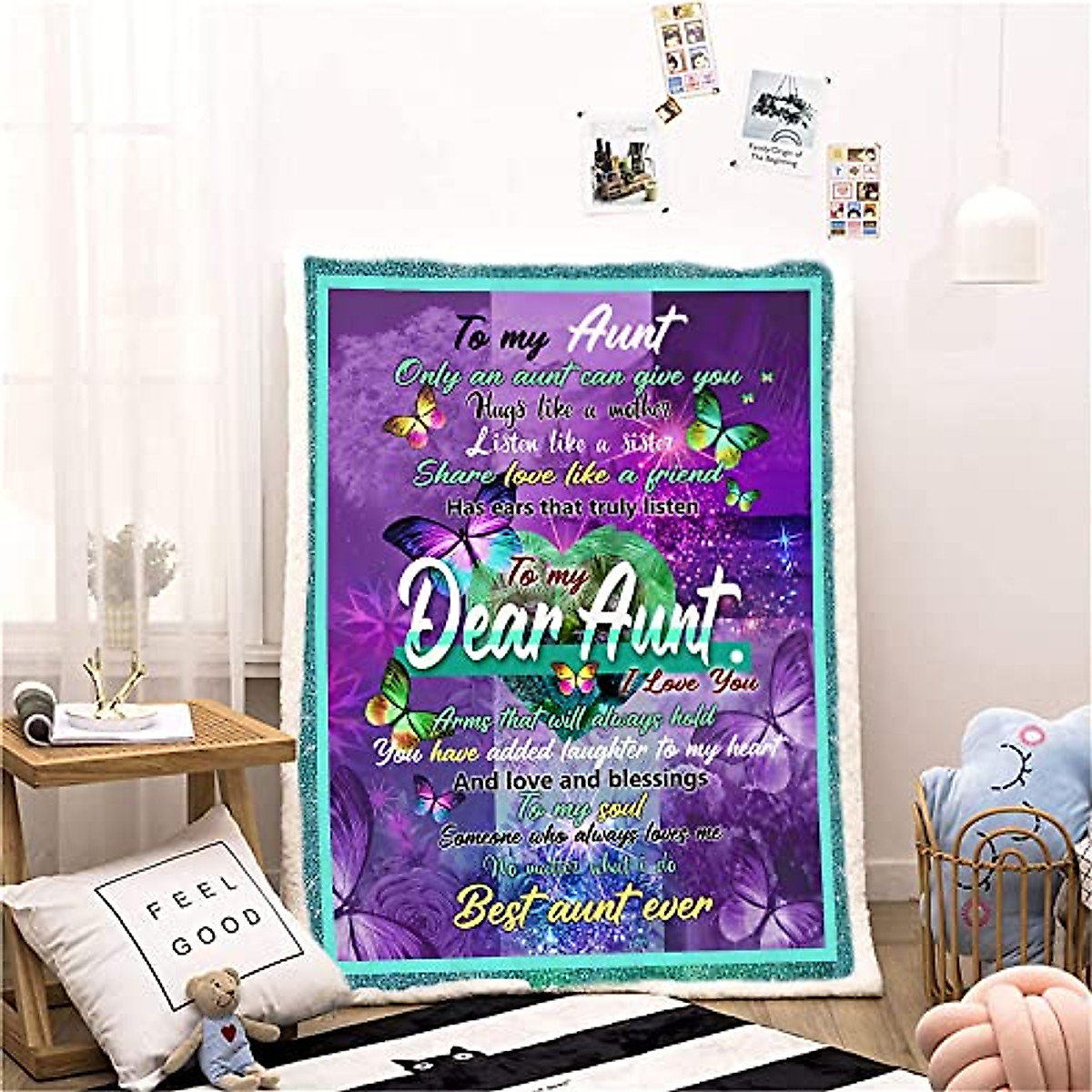 Aunt Gifts Blanket,Best Aunt Ever Gifts,Gifts for Aunt from Niece-Nephew, Birthday Christmas Valentines Day Gifts for Aunt Plush Soft Throw Blanket