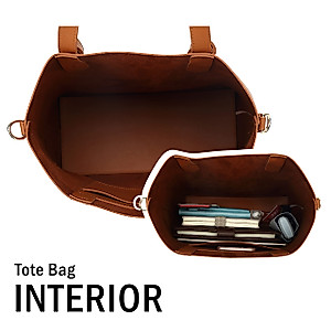 Scarleton Tote Bag for Women, Top Handle Purses, Satchel Handbag, Faux Leather Hobo, Shoulder Bag, Crossbody Bag, H1156208142 - Light Brown