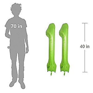 Green Foil 40 in 11 Helium Jumbo Number Balloons, 11st Birthday Decoration Digital Balloon for Women or Men, 11 Year Old Party Supplies