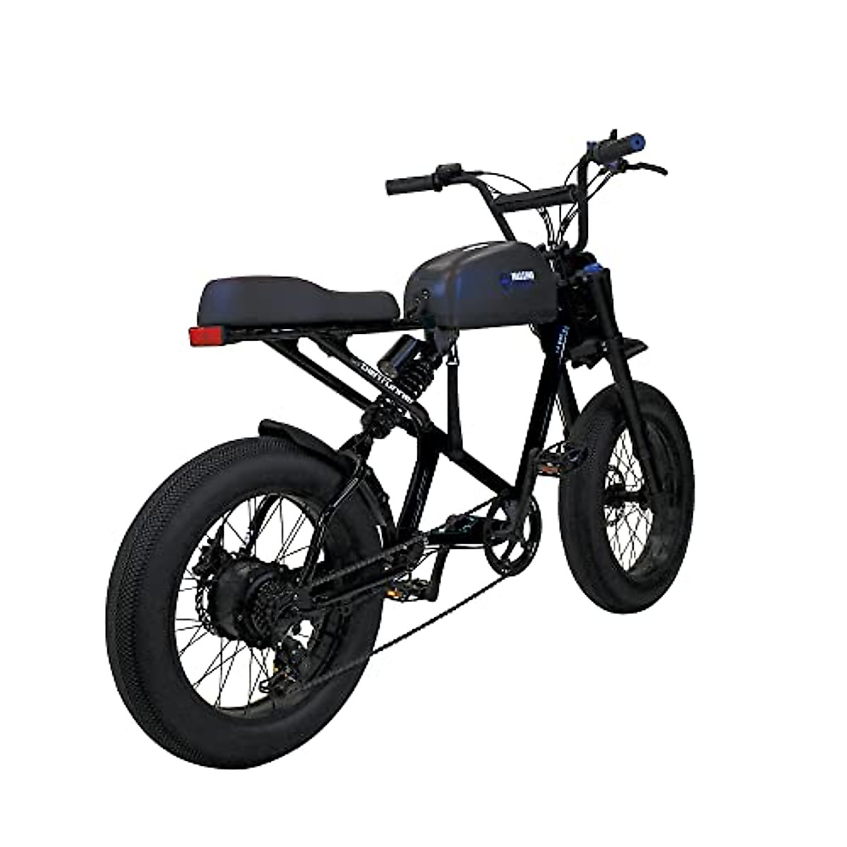M Massimo 20" Fat Tire E-14 Urban Runner Electric Bike for Adults 48V 750W LED Headlight Taillight Full Suspension Range 43 MI 5 Speed Electric Motor 7 Speed Manual Shimano Gears, e Bike