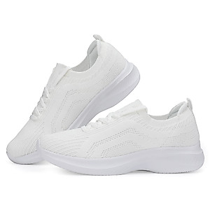 Santiro White Sneakers for Women Walking Shoes Lightweight Fashion Womens Tennis Shoes for Gym Non Slip Work Casual Shoe 8.5 US