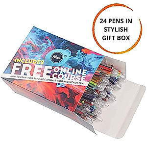 Multicolor Pens - 24 Pack of 6-in-1 & 12 Pack of 10-in-1 Retractable Ballpoint Pens - 6 Vivid Colors in Every Pen - Best for Smooth Writing - Back to School Supplies - By Hieno (24 Pack 6 in 1 Pens)