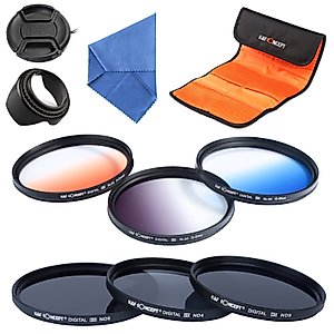 67mm filter set K&F Concept 67mm Professional Lens Filters Neutral Density Filters (ND2 ND4 ND8) Graduated Color Filter (Blue Orange Gray) For Nikon Canon Cameras Lens hood Cleaning Cloth filter Pouch