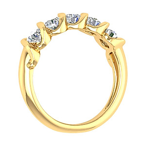 1 Carat (ctw) Channel Set 5-Stone Diamond Wedding Band Ring in 10K Yellow Gold (Ring Size 5.75)