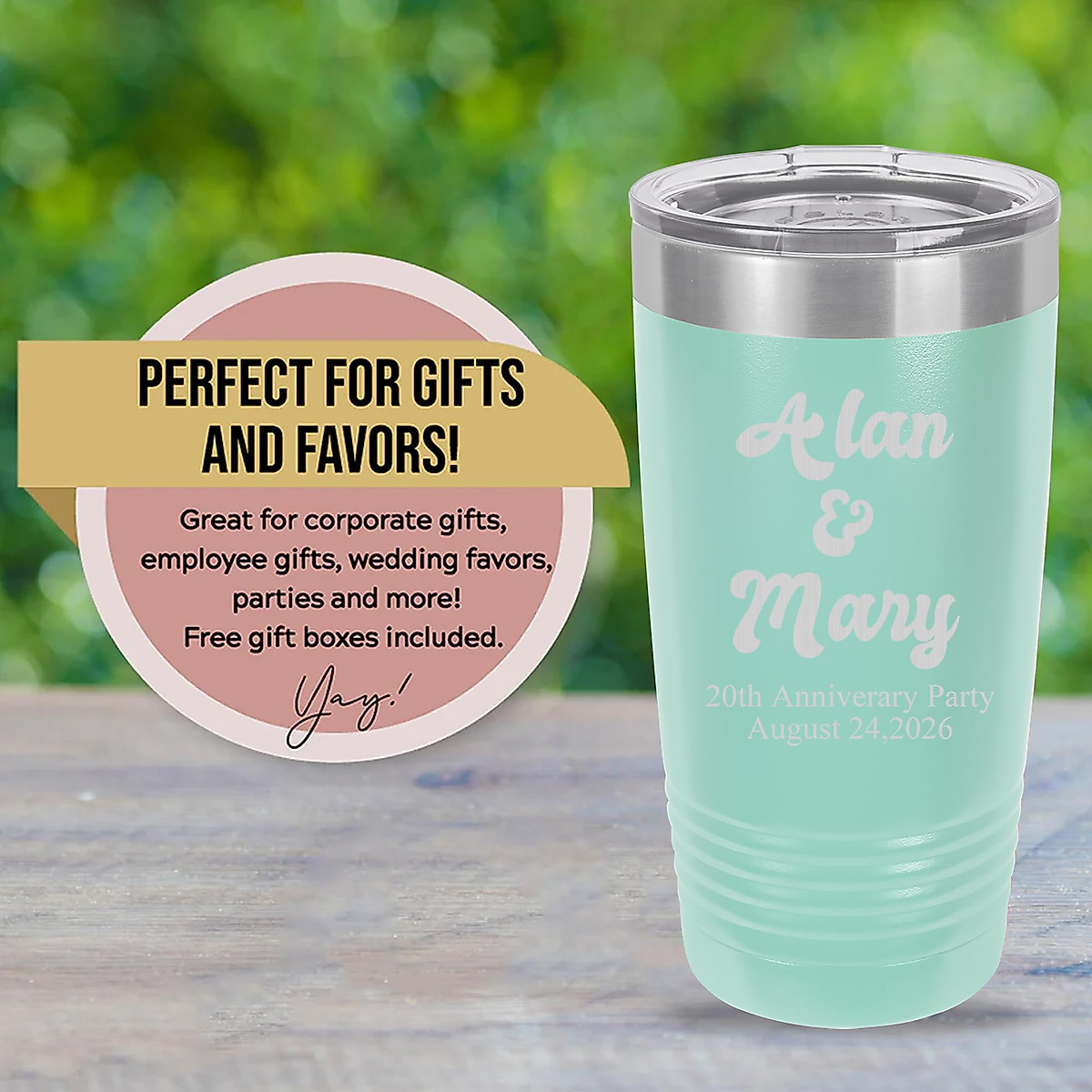 Personalized Tumbler with Your Text or Logo, Custom Stainless Steel Travel Mugs, Engraved Coffee Mugs with Lid, Double Wall Insulated, Personalized Bulk Pack, Christmas Birthday Gifts (20oz, 12 count)