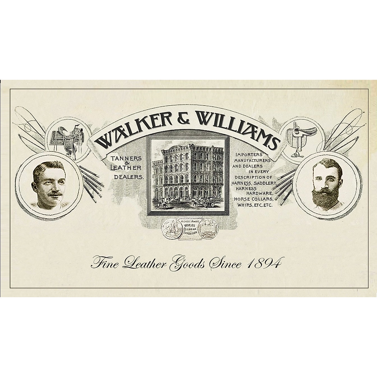 Walker & Williams AT-2 Brown Carving Leather Acoustic Guitar Strap Button Headstock Adaptor For Acoustic, Electric, And Bass Guitars