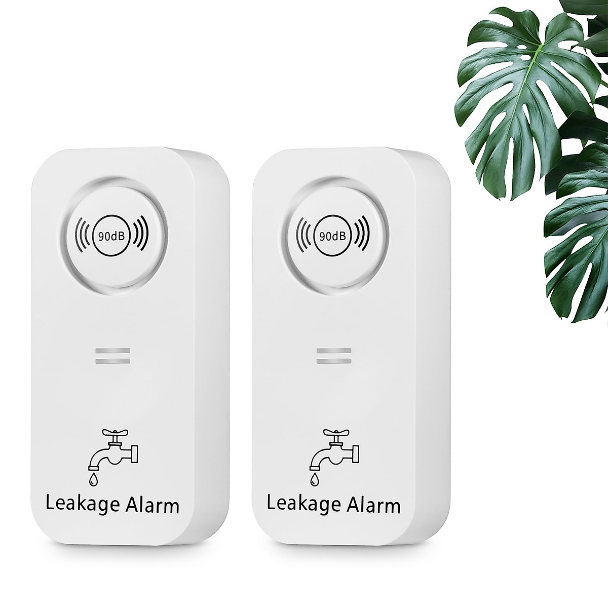 Water Leak Detector 2 Pack, 90dB Audio Water Leak Detectors for Home, Sensitive Leak and Drip Alert for Kitchen Bathroom Basement