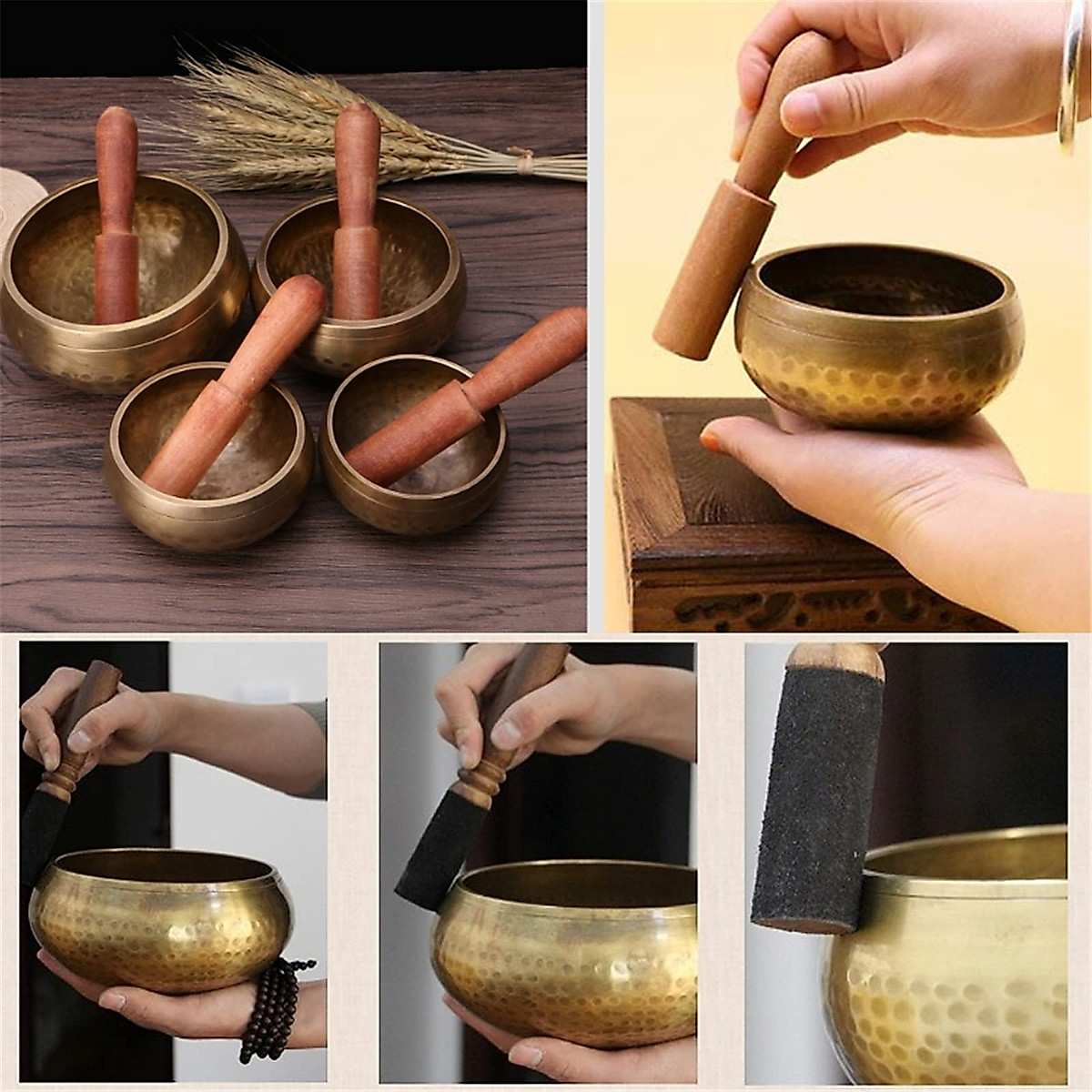 RoseFlower Meditation Singing Bowl for Relaxation and deep Meditation Tibetan Singing Bowl Set 11 cm, Great for Mindfulness Stress & Anxiety Relief, Yoga, Zen, Perfect Spiritual Gift #005