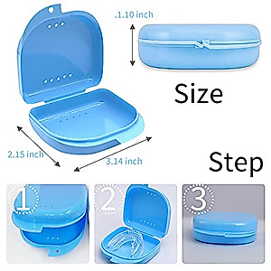 PISSION Retainer Case with Vent Holes, 3 Pack Orthodontic Mouth Guard Cases Cute Denture Case Tight Snap Lock Retainer Holder(Black/Blue/White)