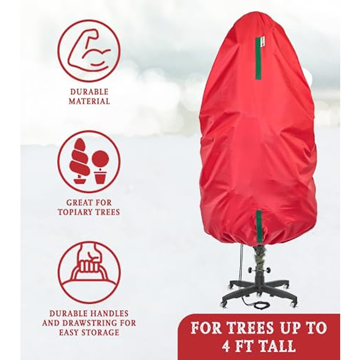 Upright Christmas Tree Storage Bag – For Topiary Trees up to 4 ft Tall – Holiday Tree Covers, for Christmas Trees and Topiary Trees Durable, Lightweight, Easy, Vertical Xmas Storage Bags