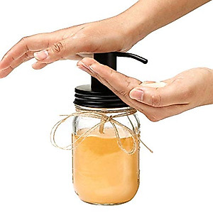 Mason Jar Bathroom Accessories Set - Lotion Soap Dispenser, 2 Apothecary Jars, Toothbrush Holder, Rustic Farmhouse Decor Apothecary Jars Bathroom Countertop Vanity Organizer (Black)