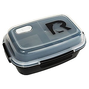 RTIC 5 Compartment Lunch Containers, Hot Food Container With Lid For Adults Or Kids, Microwave Safe Divided Snack Lunch Box For Work, School Or Travel, Reusable, BPA Free With Vent Space, Black