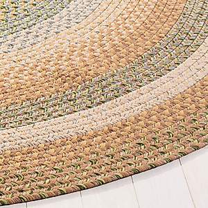 SAFAVIEH Braided Collection 4' x 6' Oval Tan / Multi BRD314A Handmade Country Cottage Reversible Area Rug