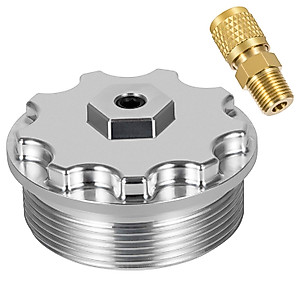 Camoo Fuel Filter Cap With Fuel Pressure Port Aluminum for 2003-2007 Ford Powerstroke Diesel 6.0L F250,F350,F450,F550,F650,F750,Excursion