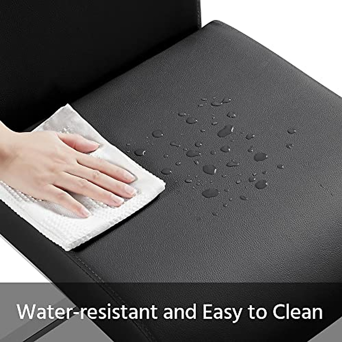 Yaheetech 4pcs Dining Chairs Armless Leather Dining/Desk Room Kitchen Chairs with Upholstered Seat, Metal Legs and High Back for Kitchen, Living Room, Leisure, Black