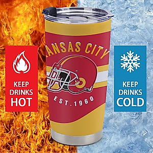 Custom Kansas City Tumbler 20oz Stainless Steel with Lid & Straw Personalized Football Fans Gifts for Women Men Coffee Travel Insulated Mug Cup Add Name Number