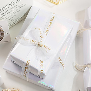 MAYPLUSS Metallic White Wrapping Paper Jumbo Roll- 30 Inch X 33 Feet - Luxury Glossy white foil Paper w/Metallic Shine Solid Color Gift Wrap for Wedding Shower,Valentine's Day,Christmas,Baby Shower