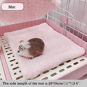 SEIS 3 Pcs Plush Hamster Hammock Set Sugar Glider Hanging Cage Accessories Set Small Animal Hammock Channel Mat for Guinea Pig Rat Gerbil Squirrel Birds Parrot (Pink)