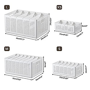 UNZIPE 2 Pack Closet Storage Bins with Handle, Plastic Storage Baskets Organizer Clothes Organizer for folded Clothes Closet Containers for Shelf, Large