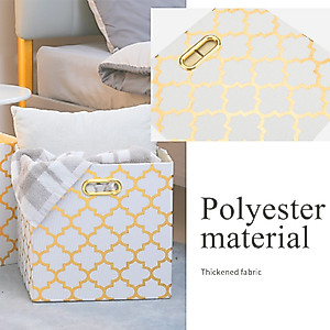 Fboxac Cube Storage Bins 13×13 Fabric Foldable Box with Handles, Collapsible Organization Basket Set of 4 Large Capacity Drawer for Closet Shelf Cabinet Bookcase Bedroom, Halloween Lantern White Gold