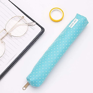 Blue Pencil Case, Cute Stationeries Pouch, Kawaii Pencil Pouch, Candy Color Pencil Box, Super Slim Pen Bag, Wave Point Cosmetic Bag