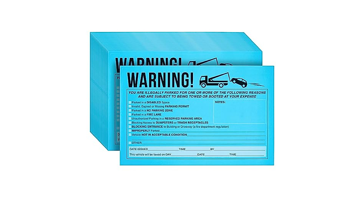 50-Pack Blue Parking Violation Stickers for Unauthorized Vehicles