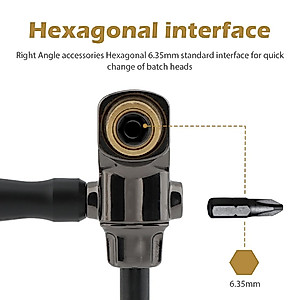 Durable Right Angle Drill Attachment, Detachable 90 Degree Screwdriver Right Angle Drill Attachment DIY Socket Adapter For Use with Cordless Drill and Impact Driver