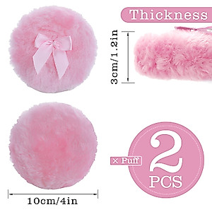 Sibba Large Fluffy Powder Puff, 4 Inch Ultra Soft Washable Reusable Velour Face Body Powder Puff Loose Powder Puffs Wet Dry Makeup Tool (Pink)