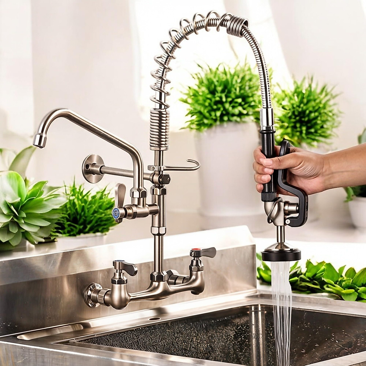 Handle Stem Assembly Fits for T&S Brass Faucets Replace 002712-40, Red Hot Side Spindle Assembly Valve Replacement Part Eterna Full-Turn Faucet with Check Valve Lead-Free 2712-40