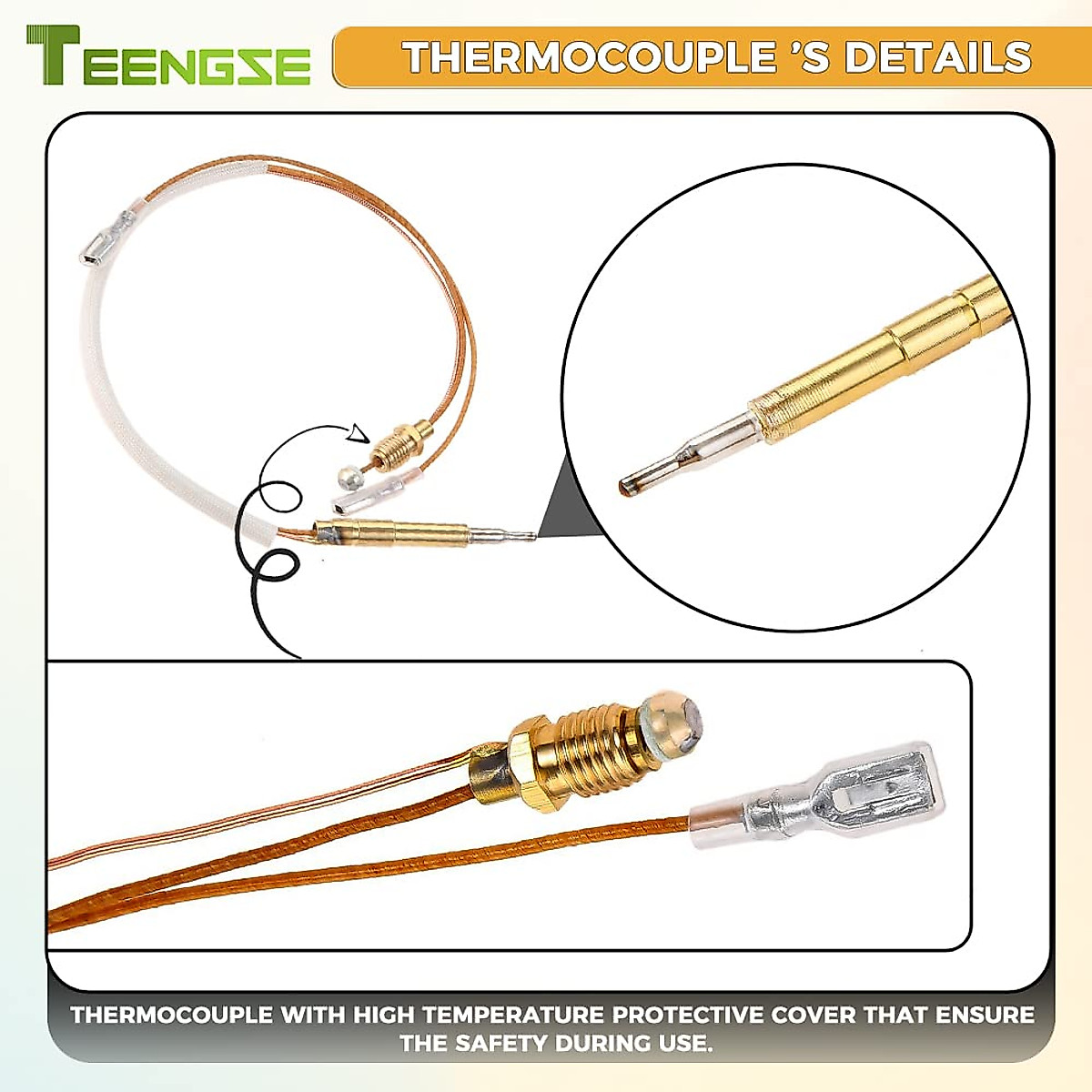 TEENGSE Fire Pit Control Safety Valve, Heater Safety Kit Replacement Parts with Thermocouple and Dump Switch for Room Space Heater Outdoor Patio Heater, Barbecue Grills, Fire Pits, Fireplaces