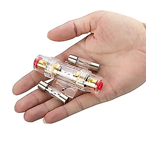 OIIKI 4-8 Gauge AWG in-line AGU Fuse Holder with 2 PCS 60A AGU Type Fuse for Car Audio, Alarm Amplifier, Truck Audio, Compressors