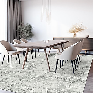 Art&Tuft Washable Rug, Anti-Slip Backing Abstract 8x10 Area Rugs, Stain Resistant Rugs for Living Room, Foldable Machine Washable Area Rug 8x10, Grey