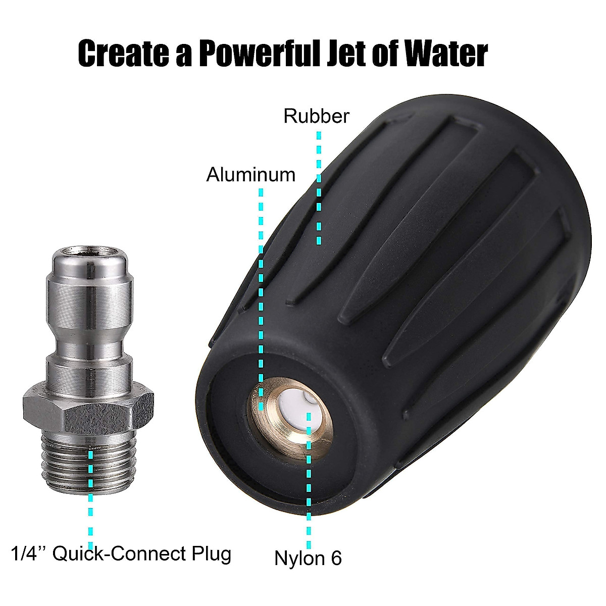 M MINGLE Turbo Nozzle for Pressure Washer, Pressure Washer Gun with Extension Wand, 10 Nozzle Tips