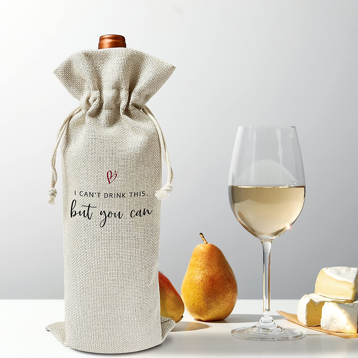 Baby Announcement Wine Gift Bags - Gift for Pregnancy Announcement, Grandparents, Friend Aunt Uncle - Reusable Burlap With Drawstring Gift Bag (5.5"x 13.5")-1 Pcs/jiu048